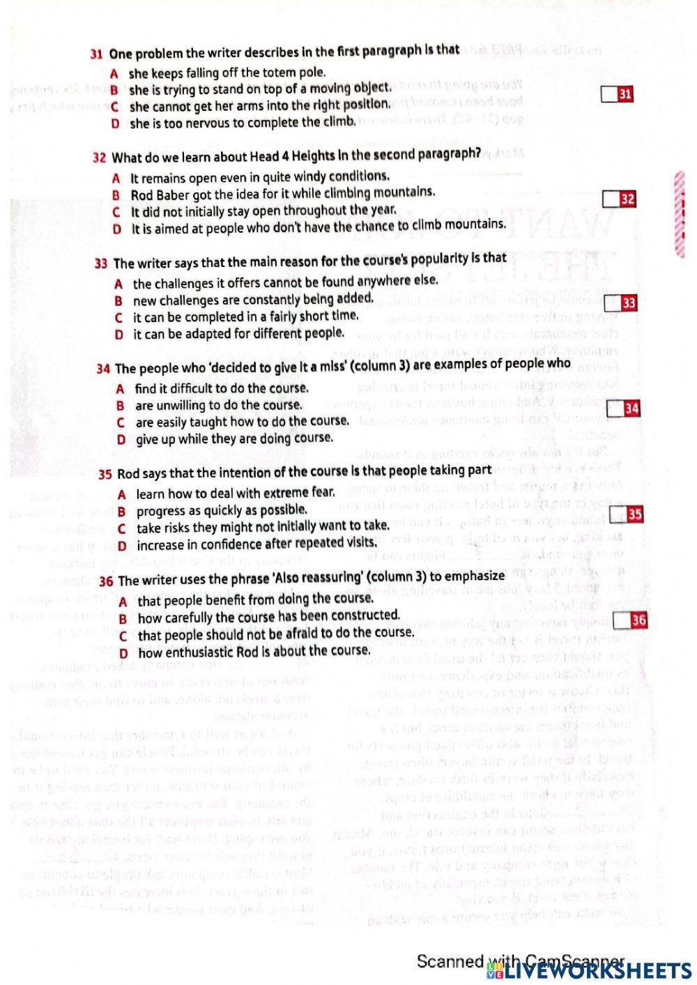 FIRST TEST 1 READING - USE OF ENGLISH online exercise for | Live Worksheets