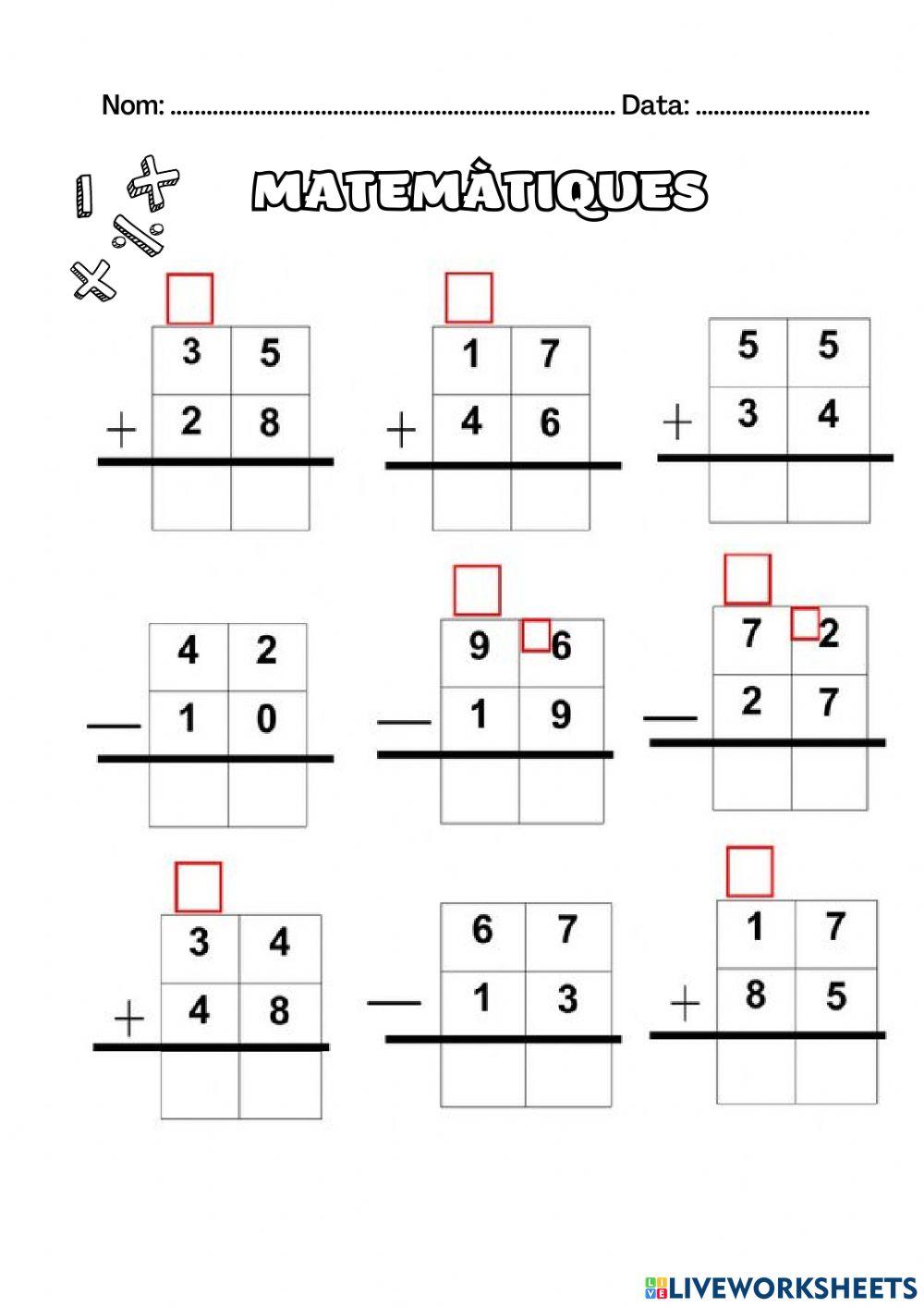 Mates worksheet for Tercer | Live Worksheets