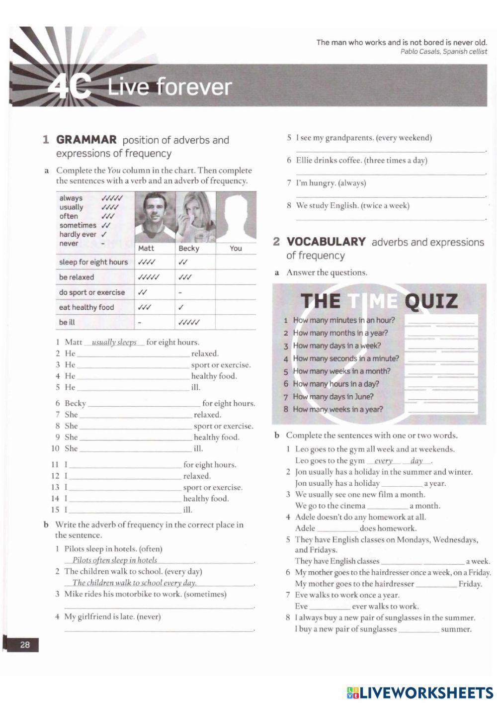 Workbook 4C online exercise for | Live Worksheets