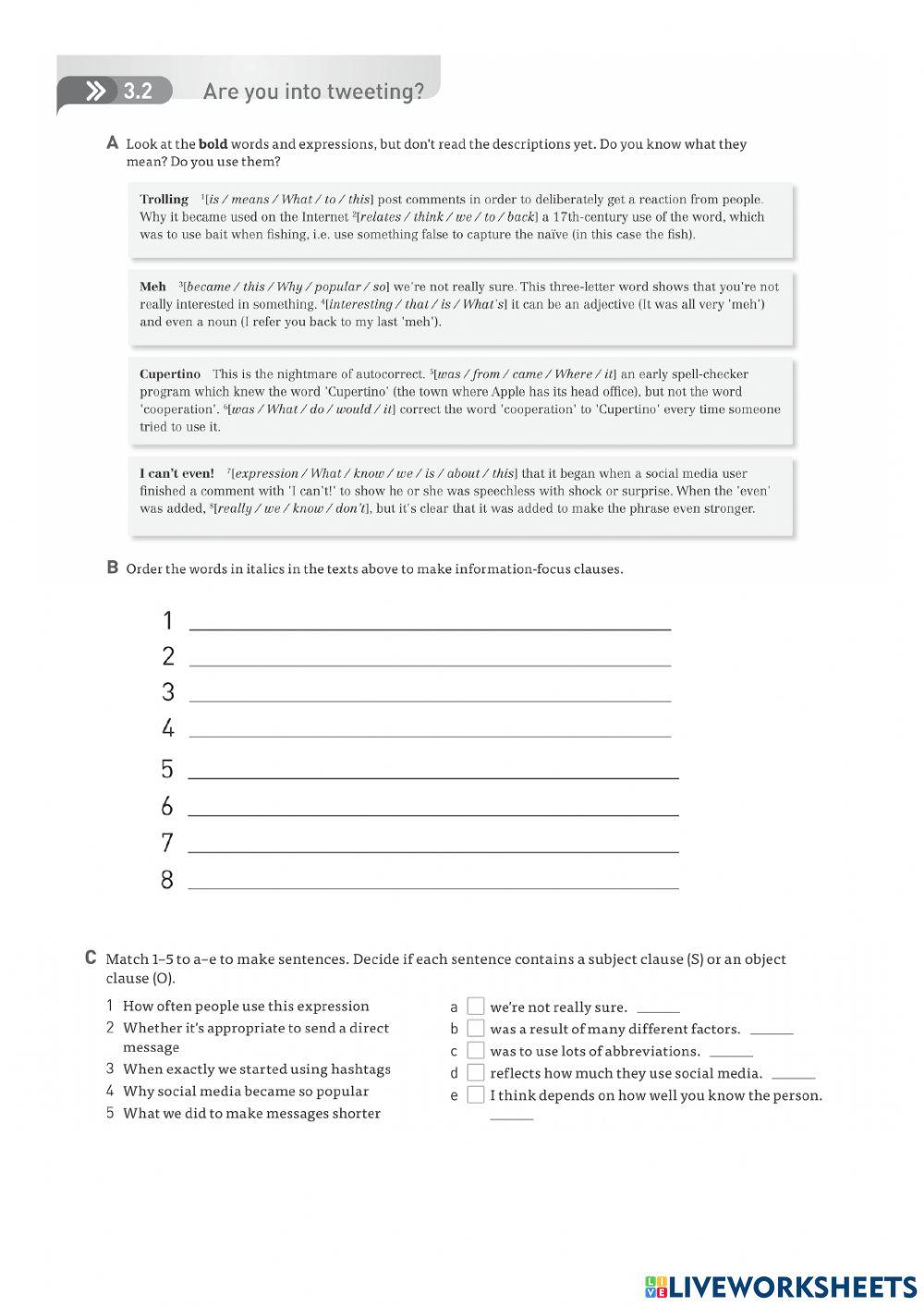 Subject and obj… | Free Interactive Worksheets | 7011295