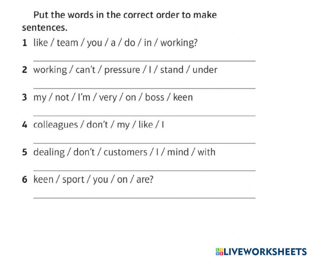 Work worksheet for Pre-intermediate | Live Worksheets