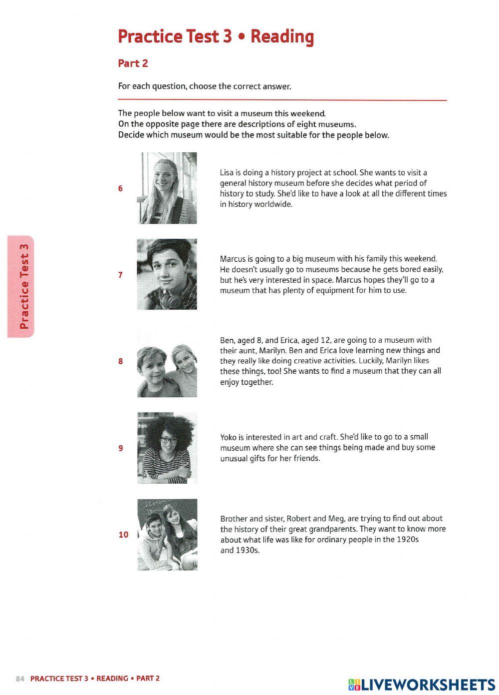 B1 SCHOOLS T3 READING online exercise for | Live Worksheets