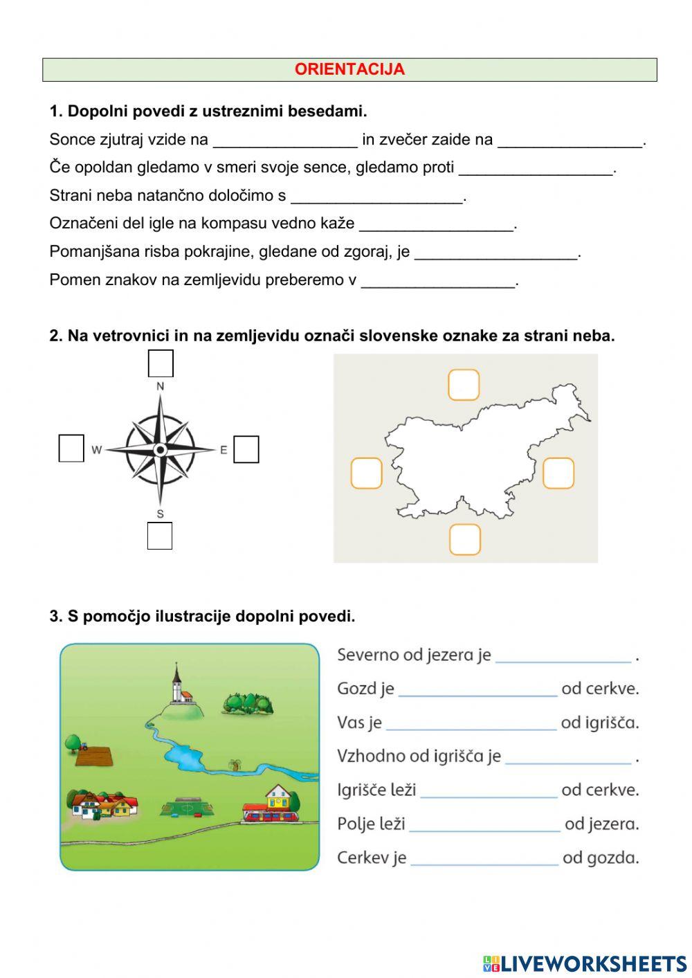 Orientacija online exercise for | Live Worksheets