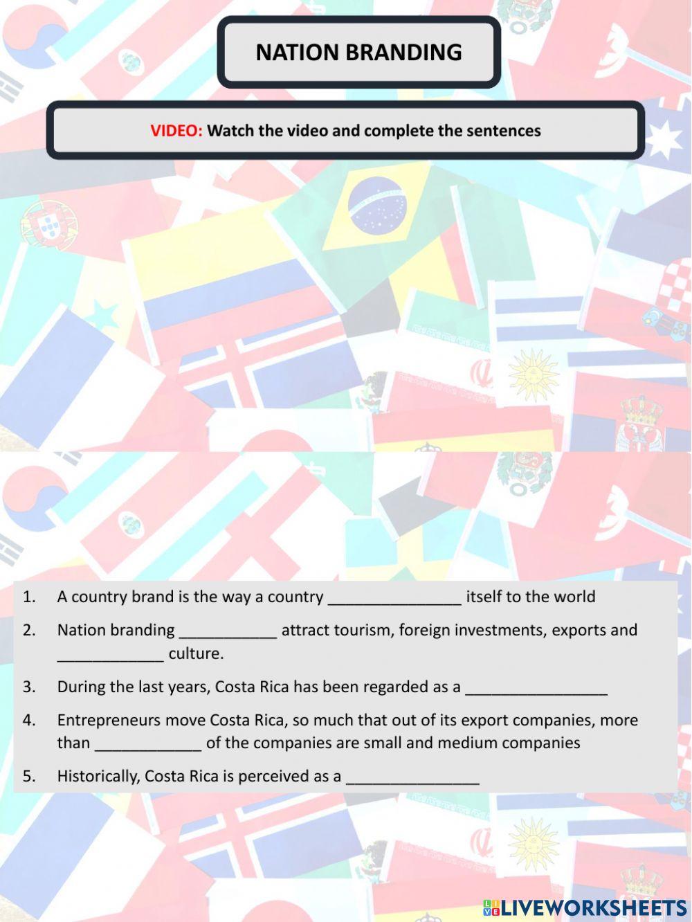 Nation branding worksheet | Live Worksheets