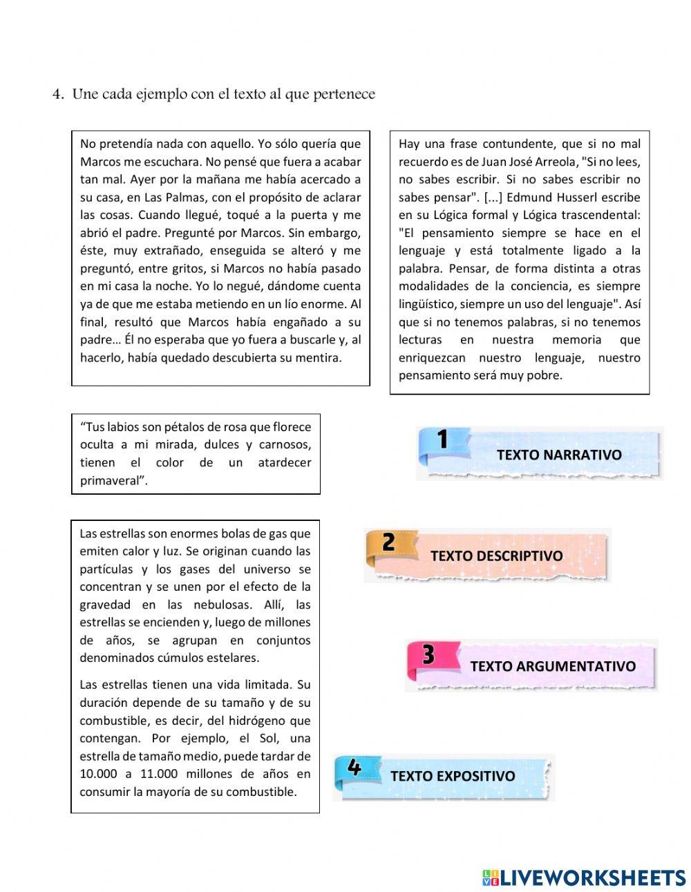 Ejercicios Tipología de Textos online exercise for | Live Worksheets