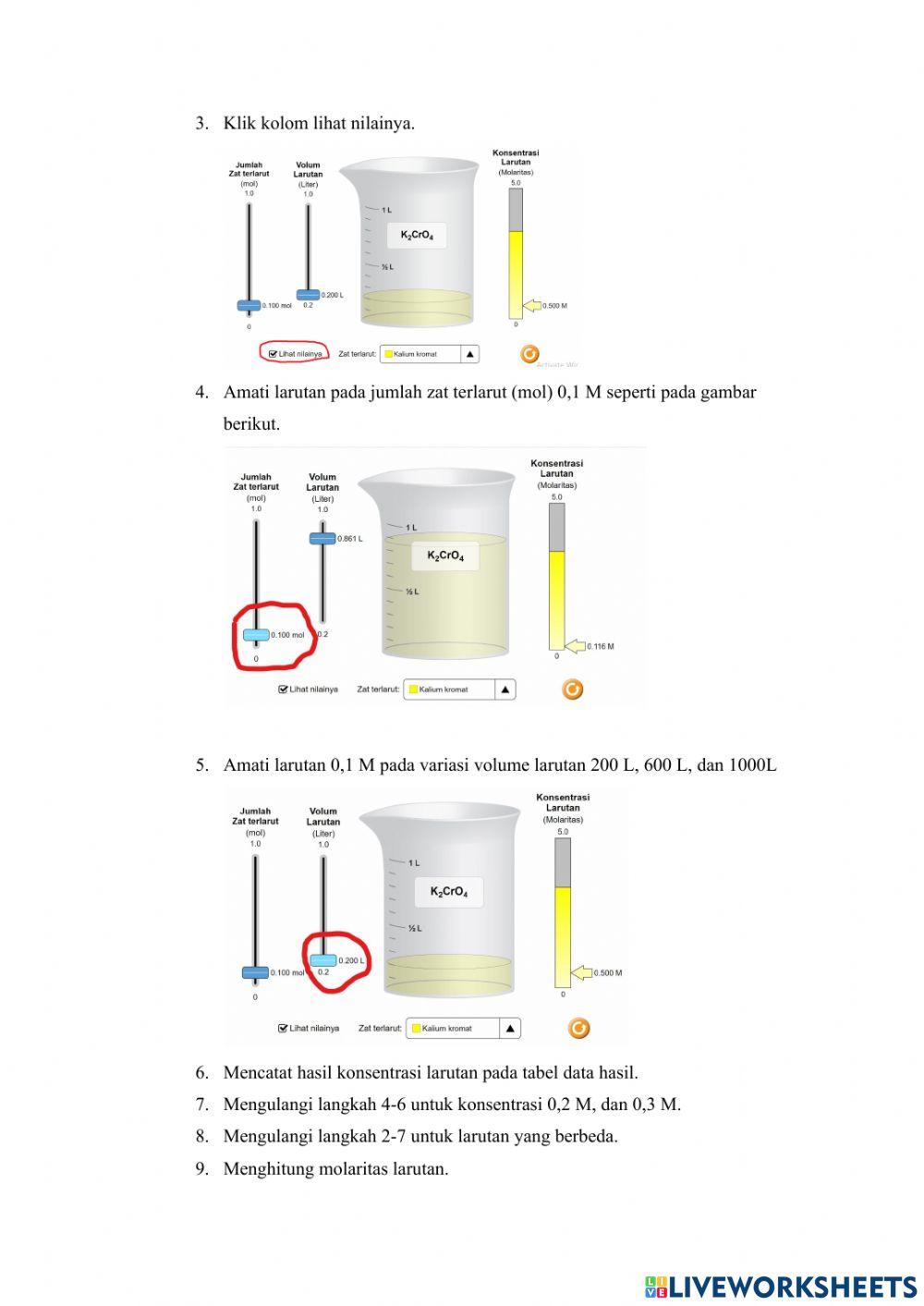 Molaritas online exercise for | Live Worksheets