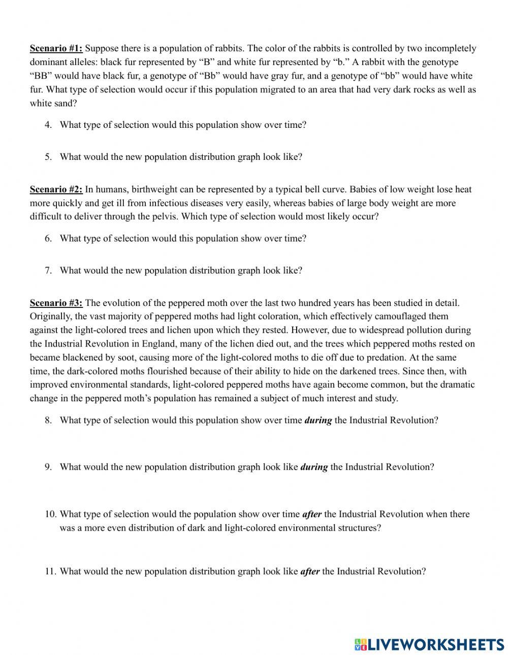 Selection Curve Practice worksheet | Live Worksheets