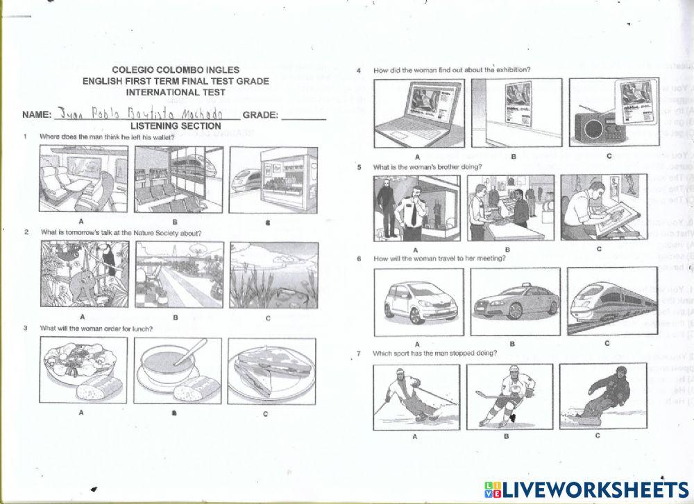 Final test english worksheet | Live Worksheets