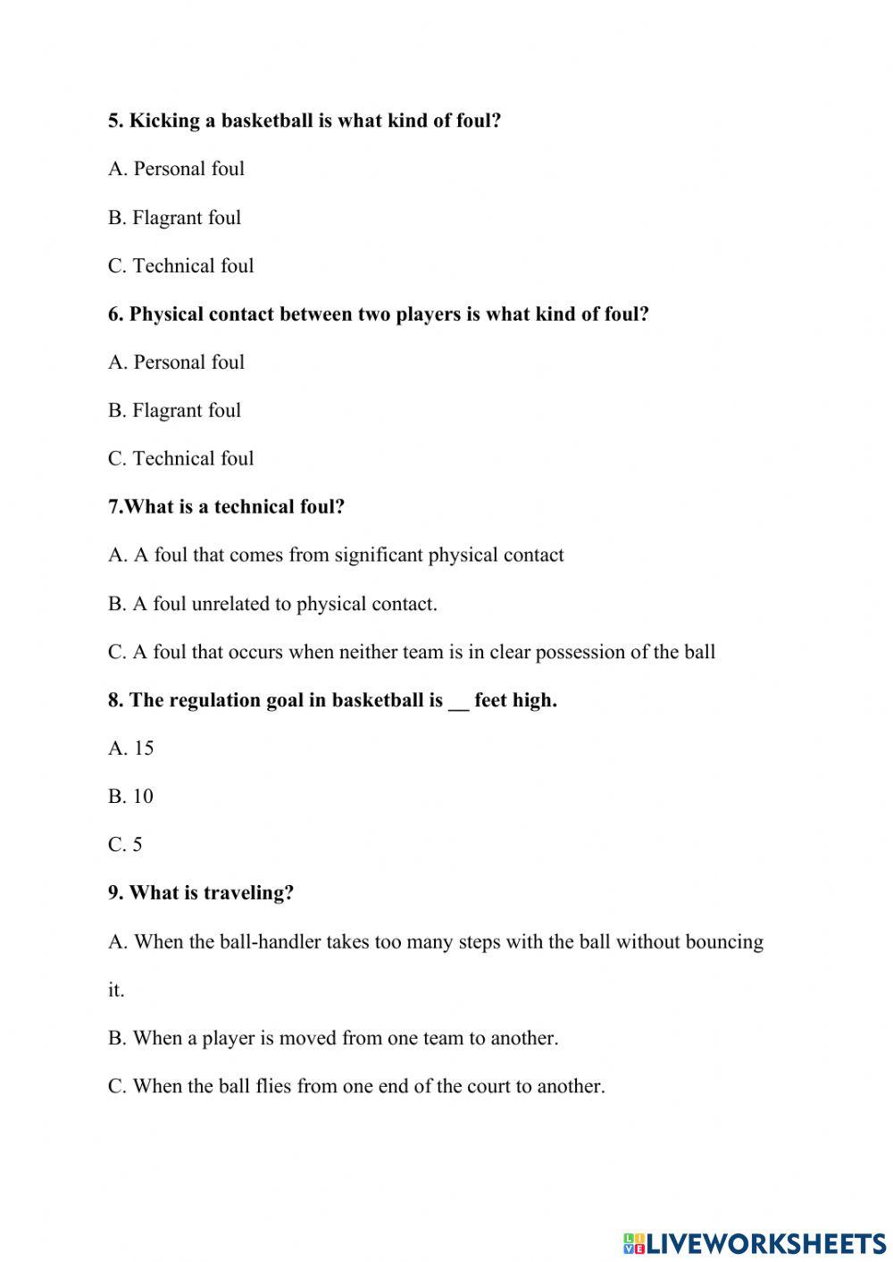Basketball Worksheet online exercise for | Live Worksheets