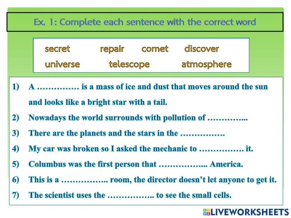 Unit 3 Space Telescope online exercise for | Live Worksheets