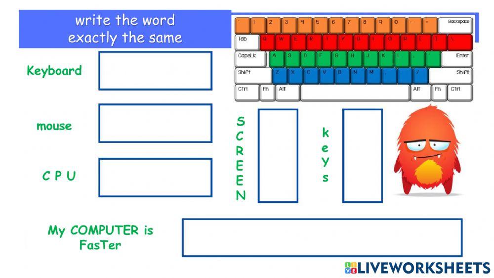 Keyboard parts online exercise for | Live Worksheets