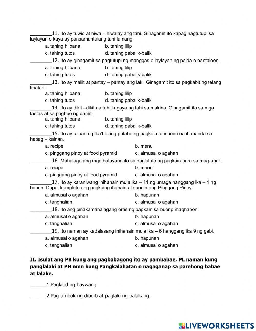 EPP 5 online exercise for | Live Worksheets