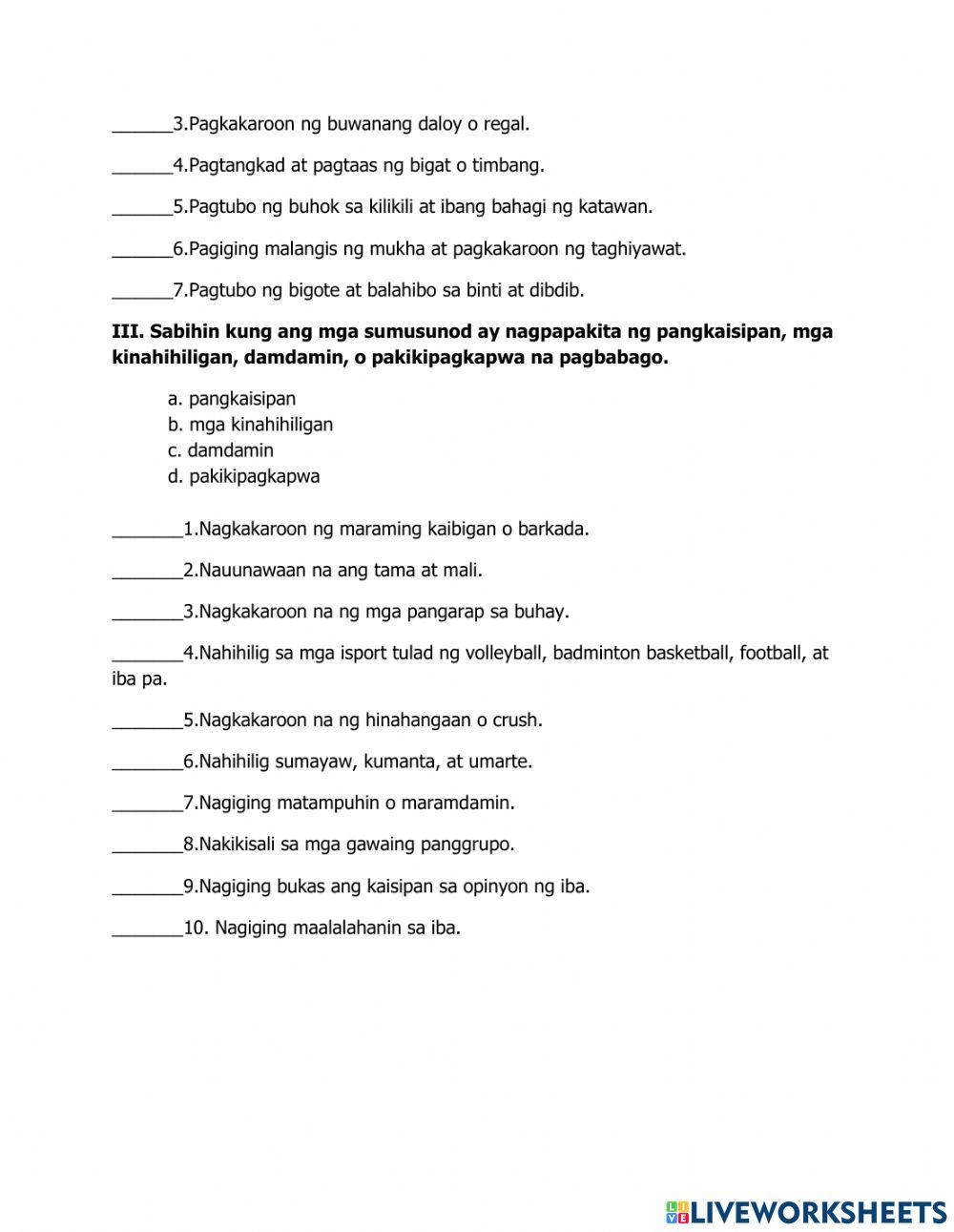 EPP 5 online exercise for | Live Worksheets