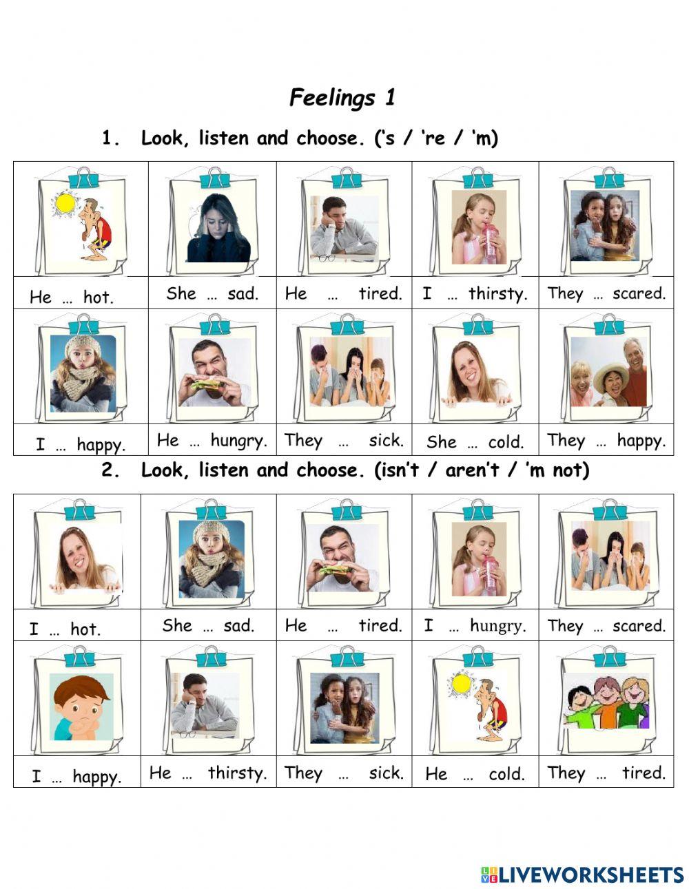 Feelings 1 | Free Interactive Worksheets | 7011782