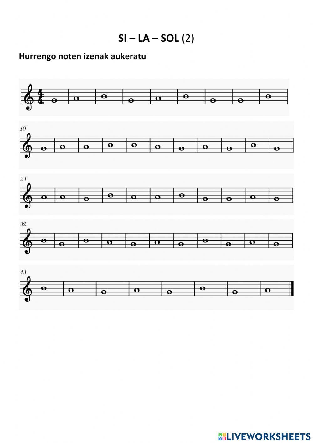 Si - La - Sol (2) worksheet | Live Worksheets