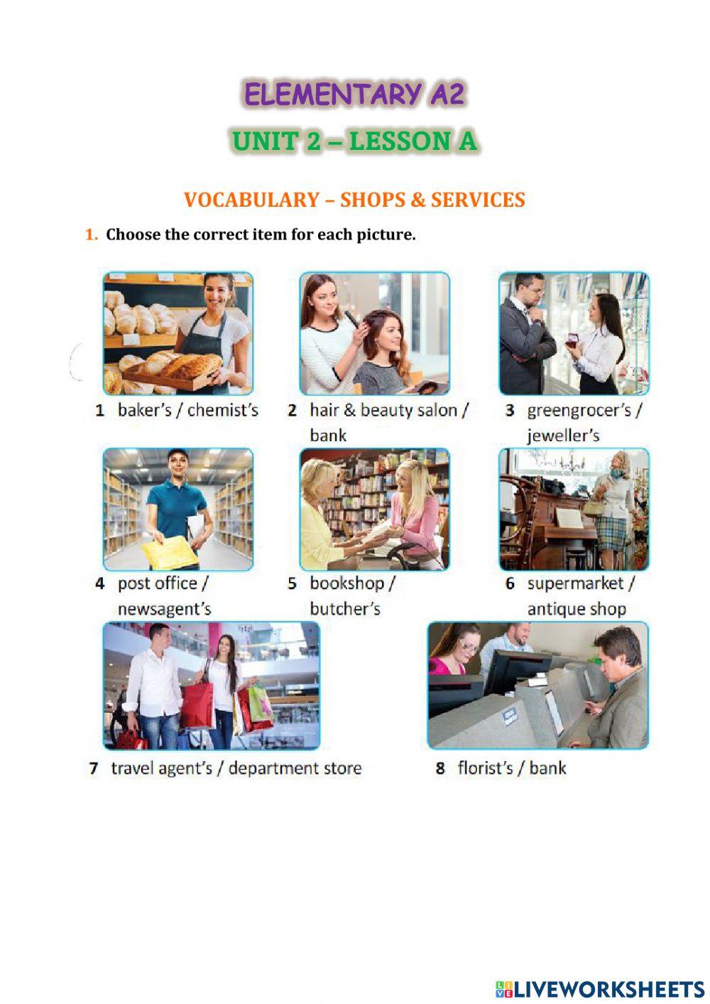 Shops & Services worksheet | Live Worksheets