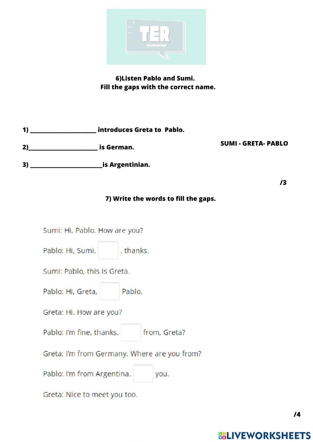 A1 test | Free Interactive Worksheets | 7011923