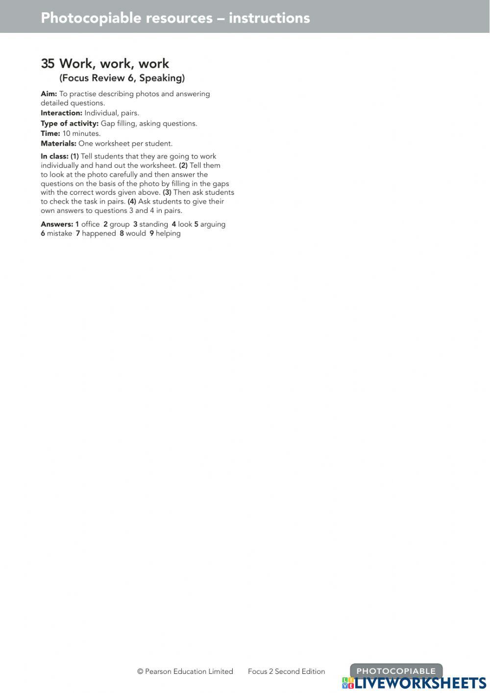 Focus 2 Unit 6 Resources 35 online exercise for | Live Worksheets