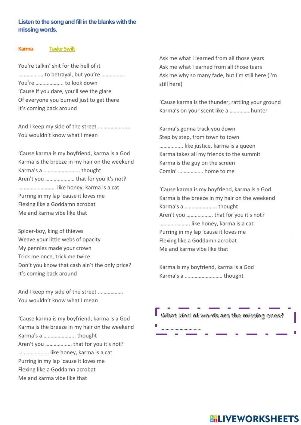 7016514 | Song: Karma by Taylor Swift | Susana Baldoni