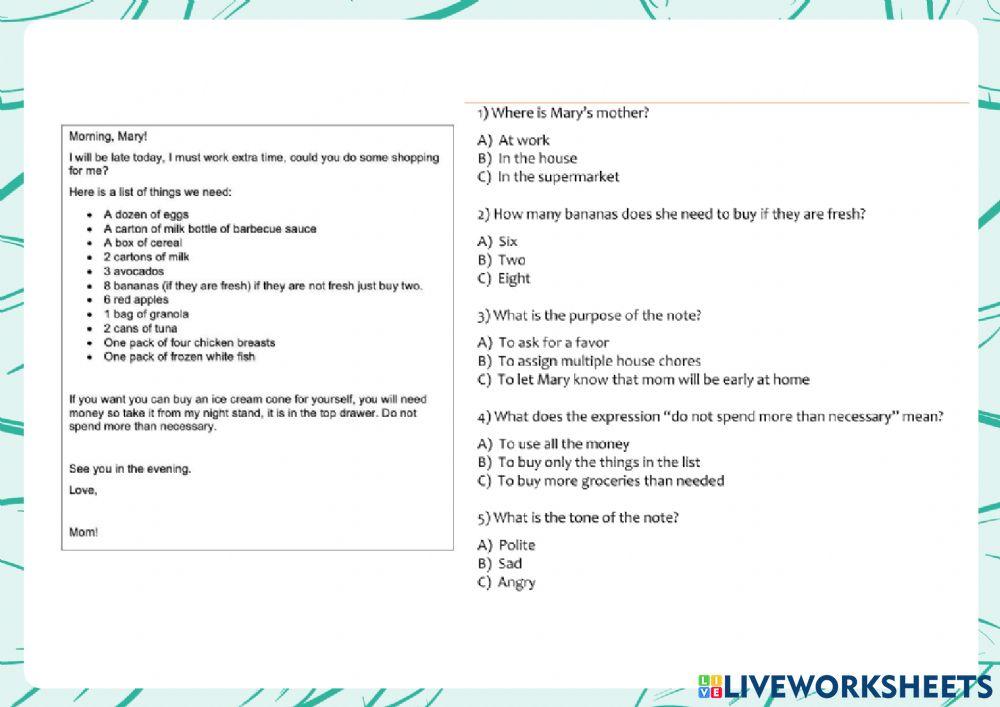 Reading National Exam online exercise for | Live Worksheets