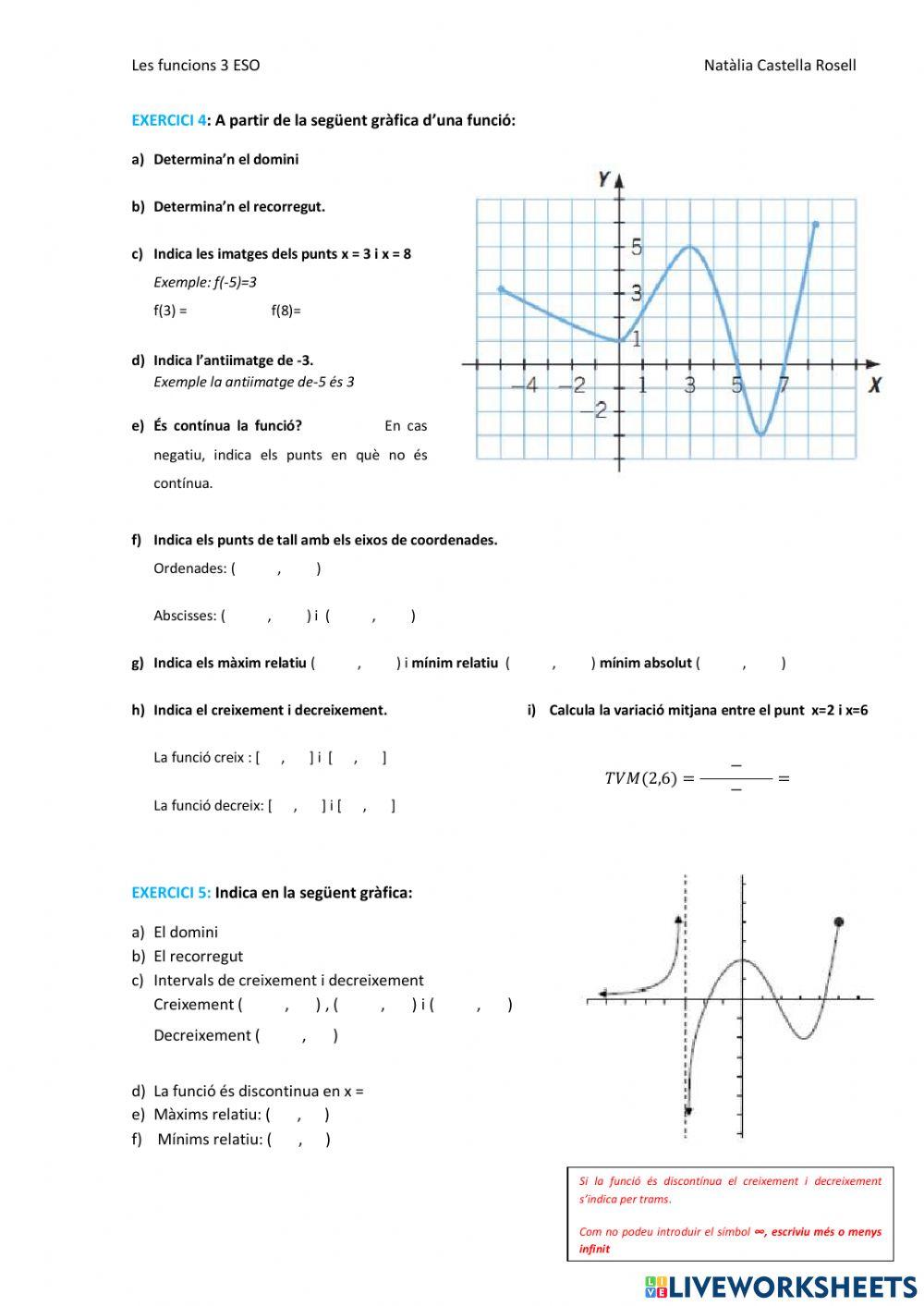 Funcions exercise | Live Worksheets