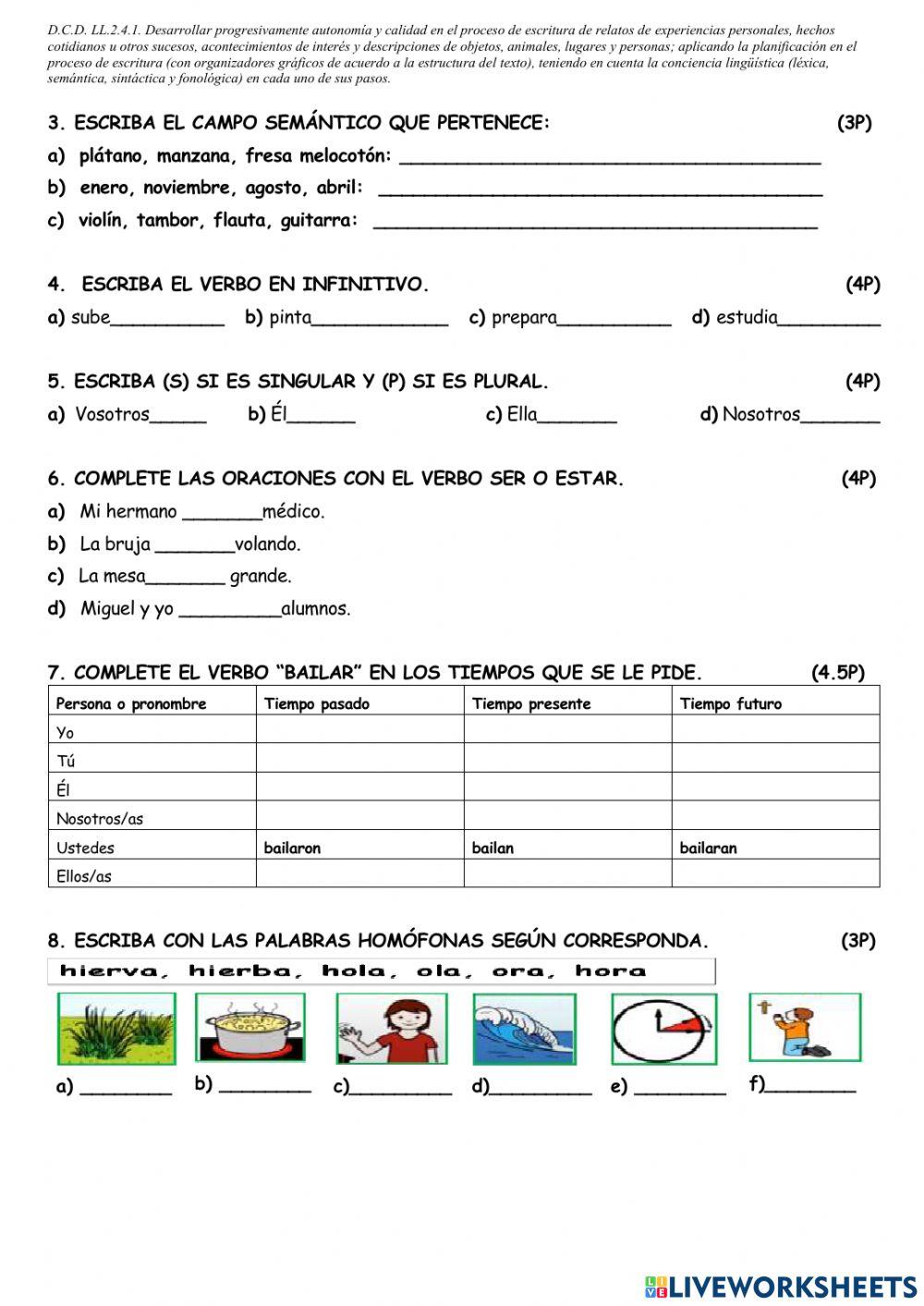 Lengua online exercise for tercero de primaria | Live Worksheets