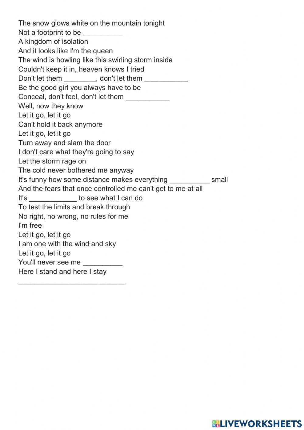 Let it go 7406507 | KarenSung | Live Worksheets