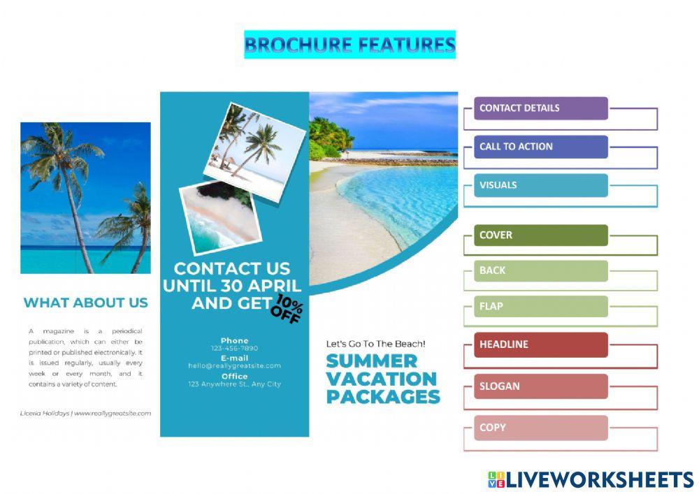 BROCHURE FEATURES online exercise for | Live Worksheets