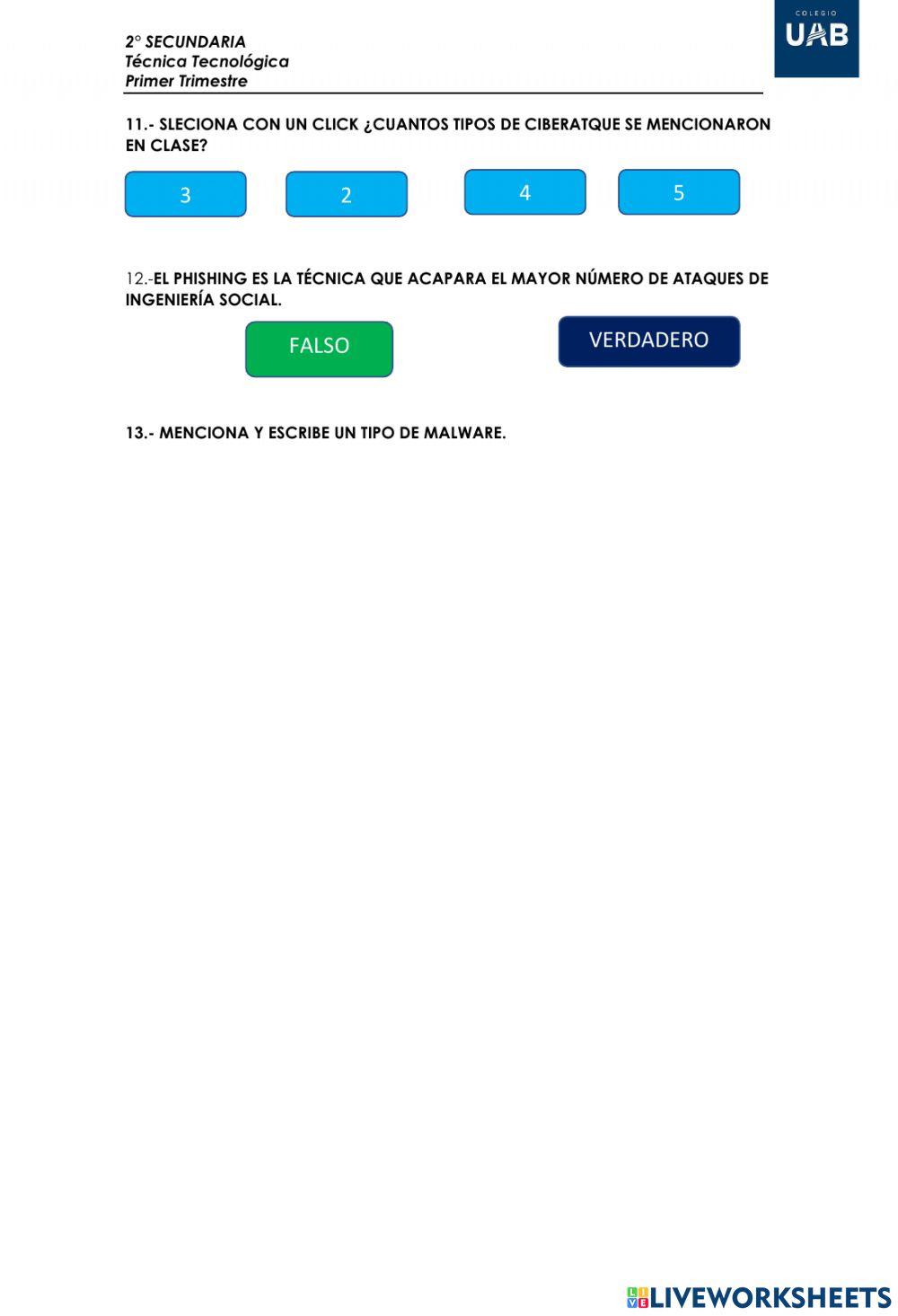 Internet online exercise for 2 SECUNDARIA | Live Worksheets