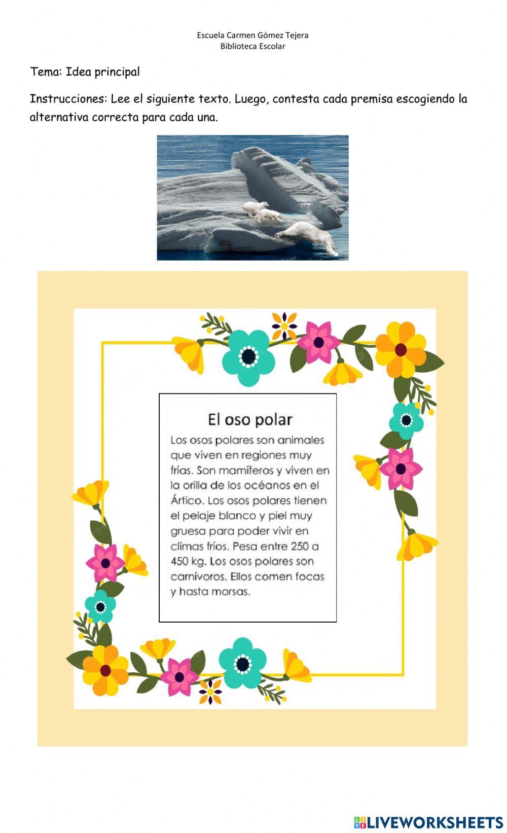 Idea principal- lectura worksheet | Live Worksheets