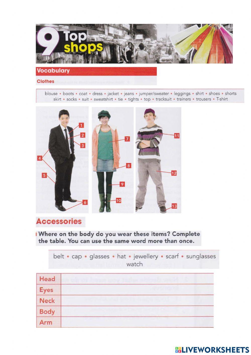 Top Shop worksheet | Live Worksheets