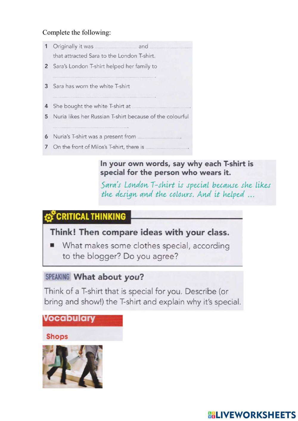 Top Shop worksheet | Live Worksheets