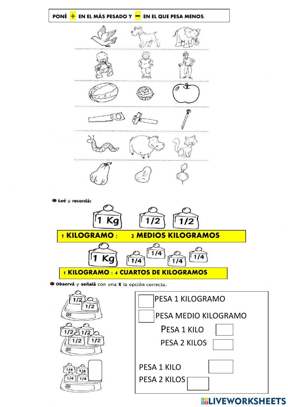 Peso online worksheet for 3 | Live Worksheets
