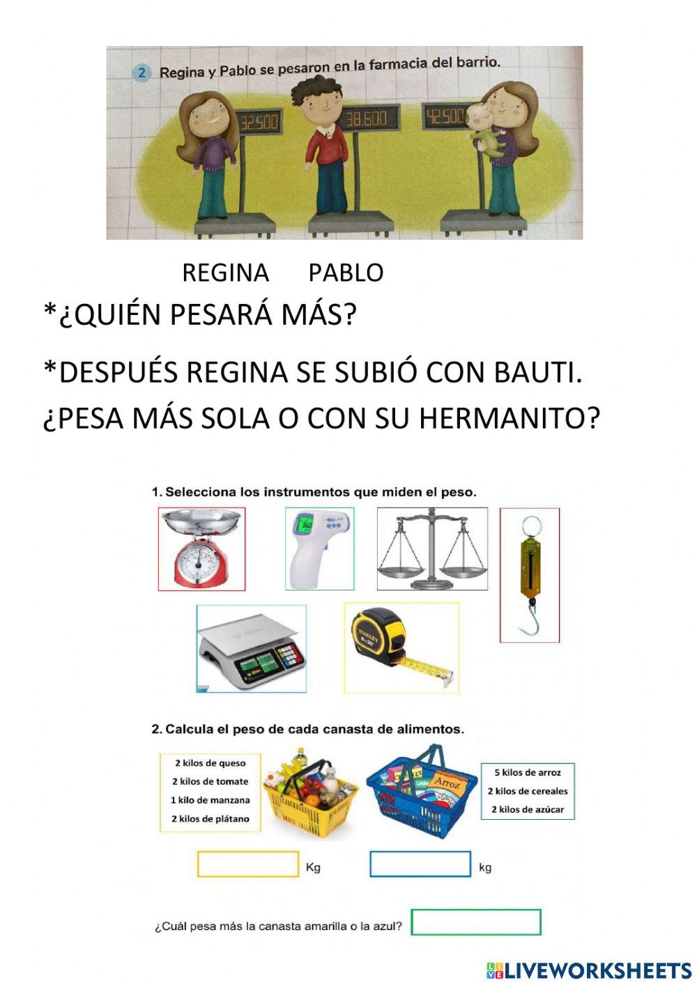 Peso online worksheet for 3 | Live Worksheets