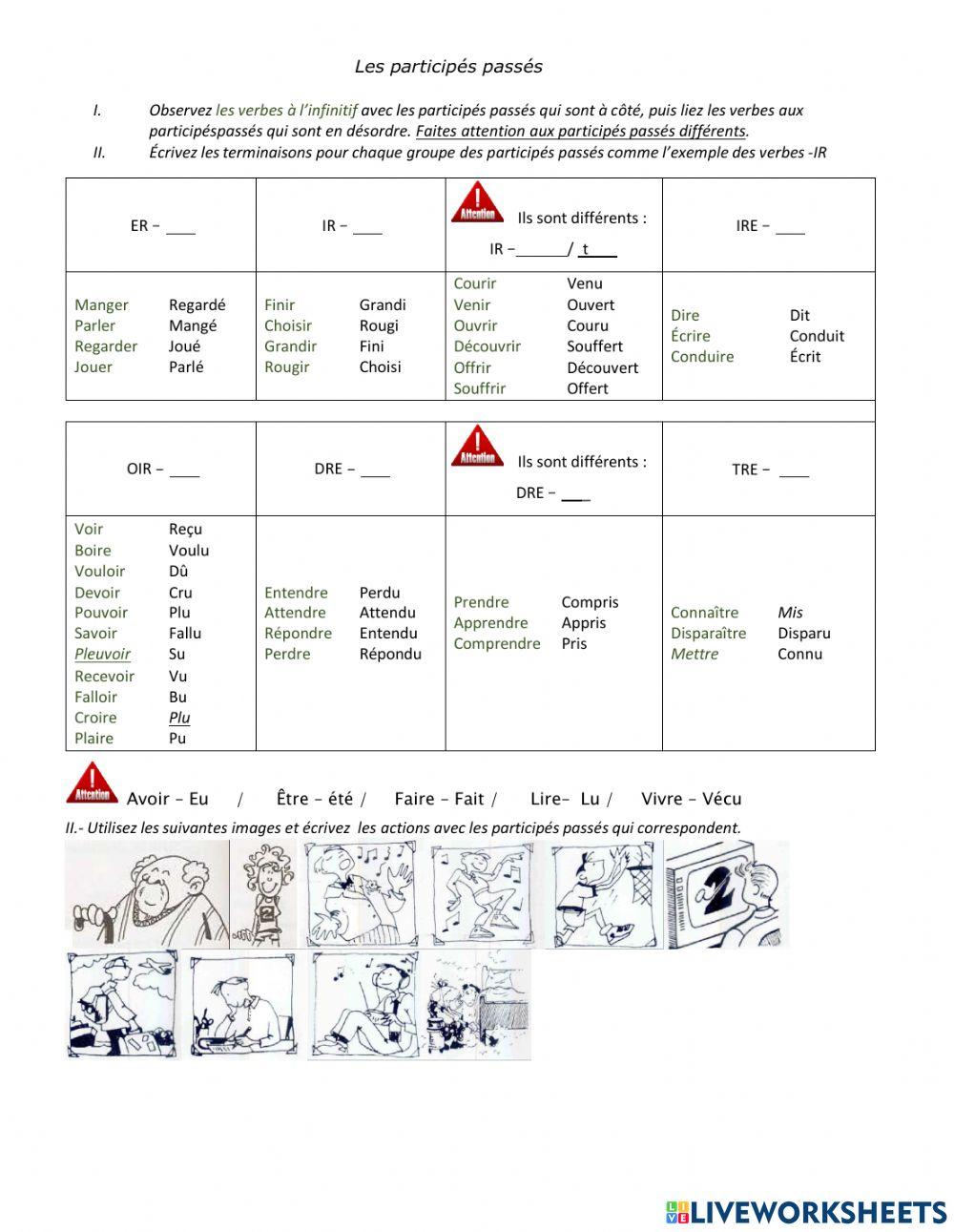 les participes … | English Language Worksheets | 6967160