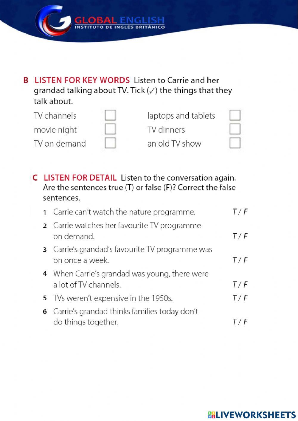 LISTENING TIME | Free Interactive Worksheets | 6948072