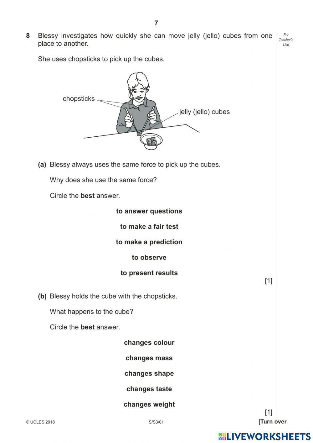 Stage 3 Science… | Free Interactive Worksheets | 6948097
