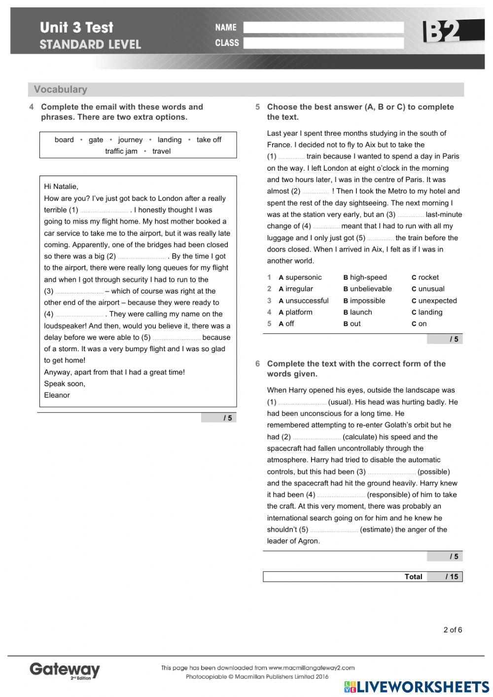 Gateway Unit 3 | Free Interactive Worksheets | 6953656