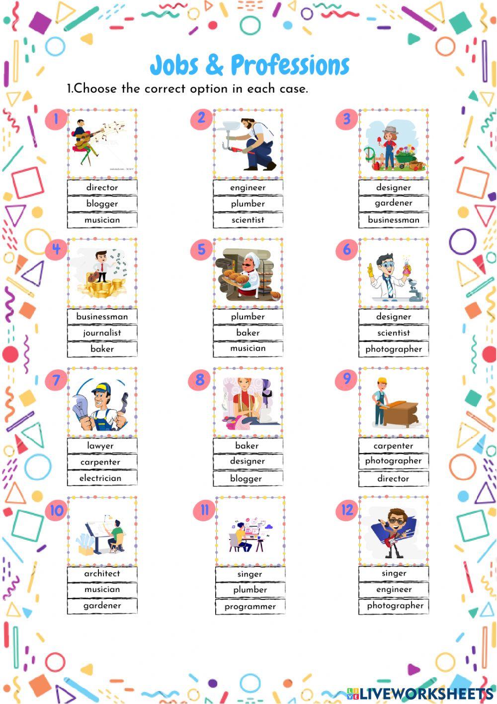 Jobs and profes… | Free Interactive Worksheets | 7115339