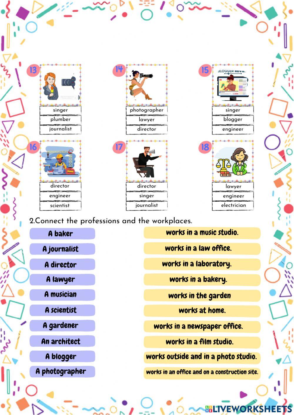 Jobs and profes… | Free Interactive Worksheets | 7115339