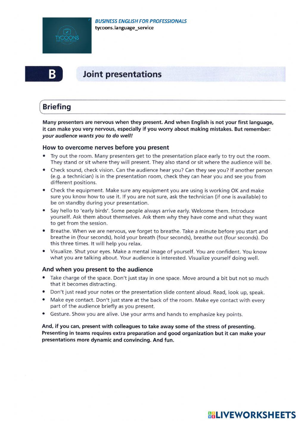 Joint presentations 7114409 | TYCOONC INGLES PROFESIONAL