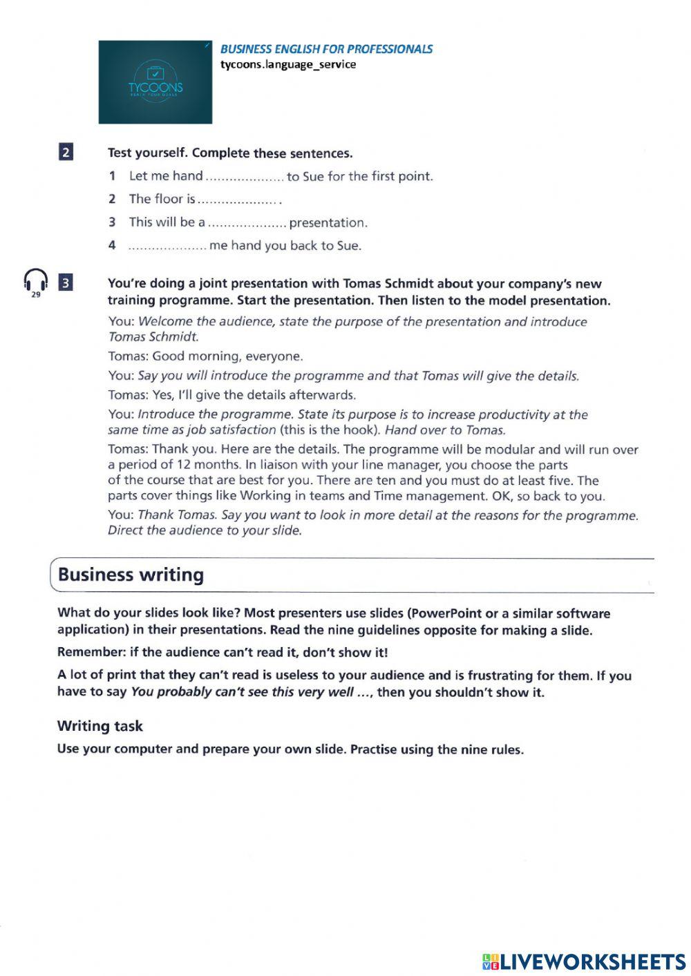 Joint presentations 7114409 | TYCOONC INGLES PROFESIONAL