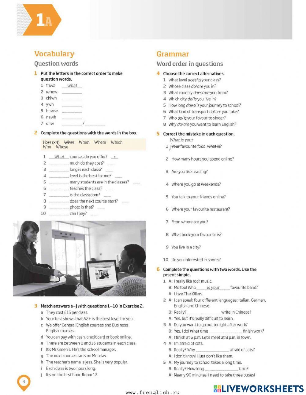 A2 - Workbook 1A | Free Interactive Worksheets | 6940404