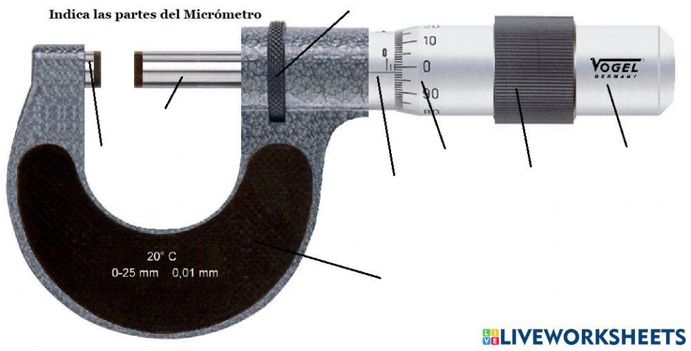 Partes de un micrómetro worksheet | Live Worksheets