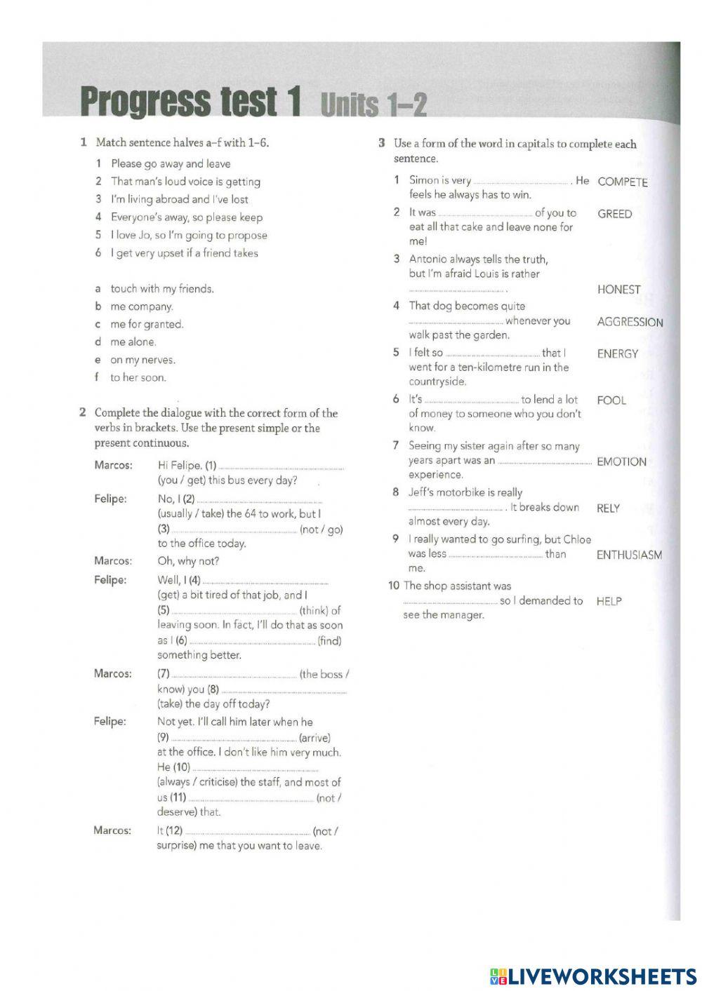 Compact First T… | Free Interactive Worksheets | 7116010