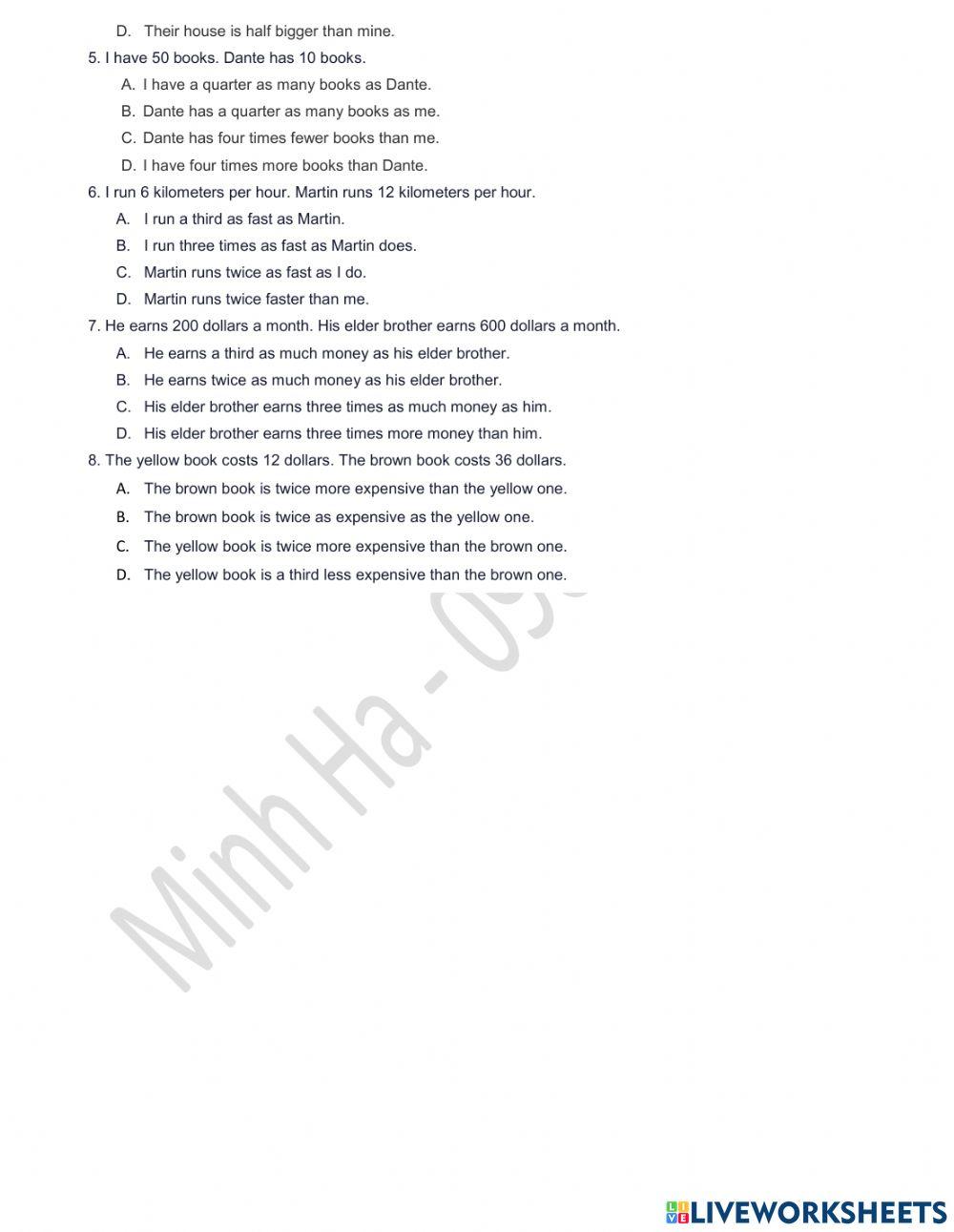 Time + as...as … | Free Interactive Worksheets | 7149462