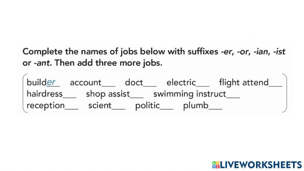 F2 U6.1 Word building. Professions online exercise for Intermediate | Live Worksheets