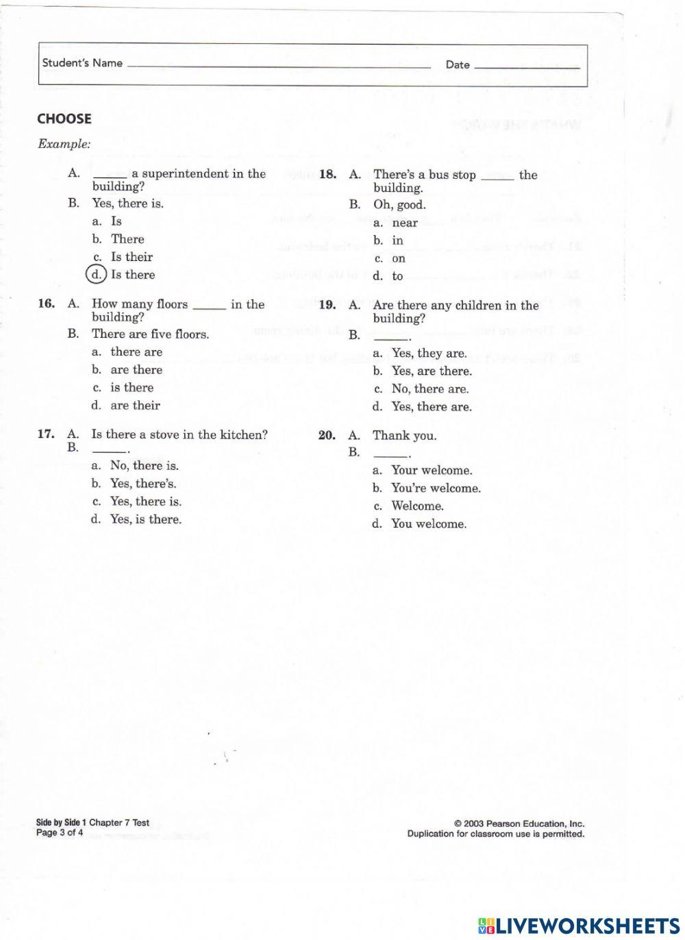 Book 1 Unit 7 | Free Interactive Worksheets | 6961244