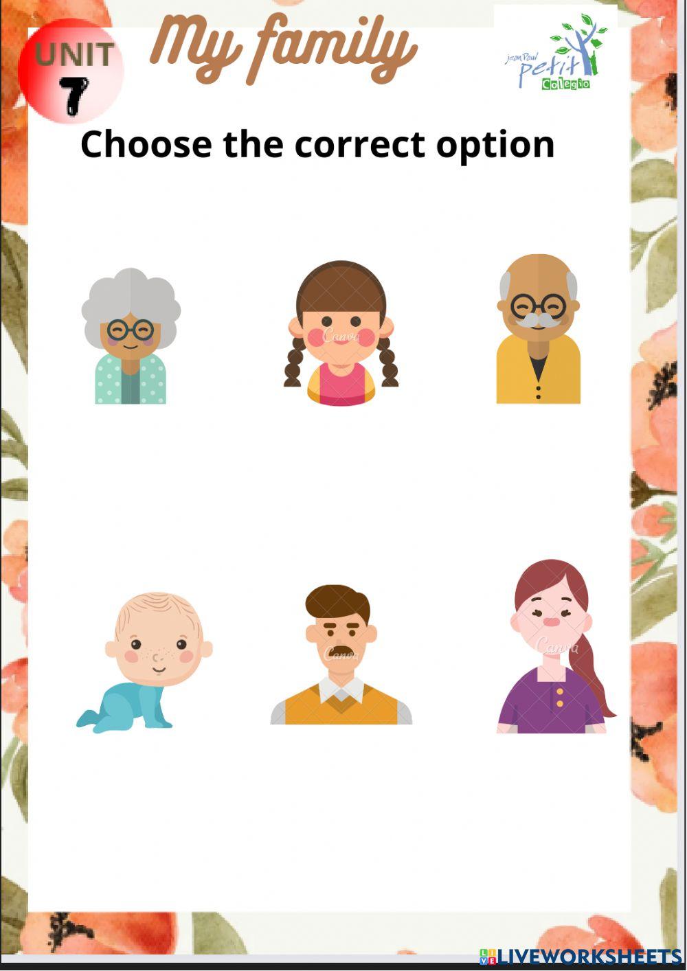 To name members of the family worksheet | Live Worksheets