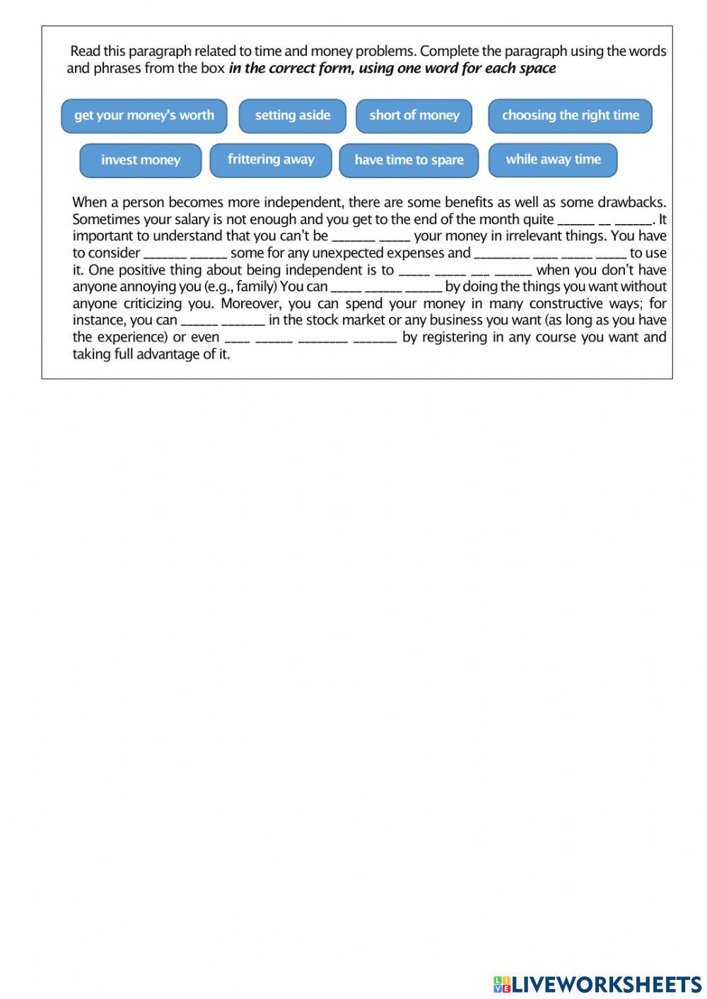 COLLOCATIONS WITH TIME AND MONEY 6982032 | Oscar_Calagua